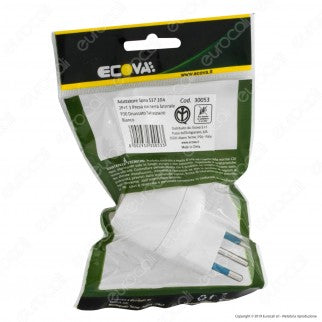 Ecova Adattatore Singolo Salvaspazio Schuko Colore Bianco Spina 10A De ...